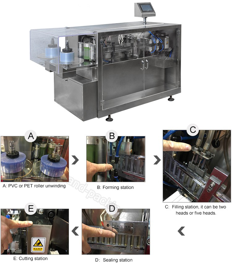 Professional pvc pet pe bottle ampoule liquid form fill seal machine ...